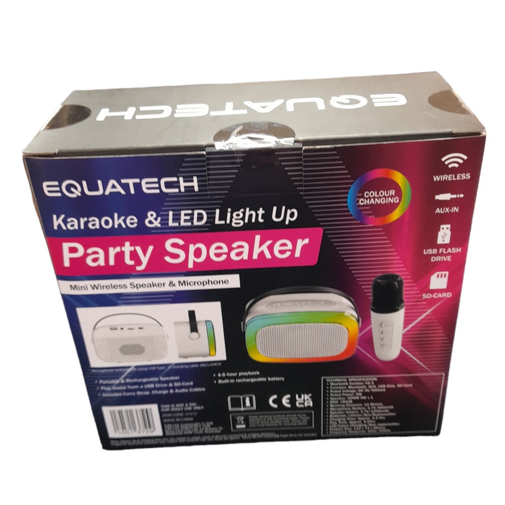 New Equatech Karoake & LED Light up Party Speaker - Own4Less